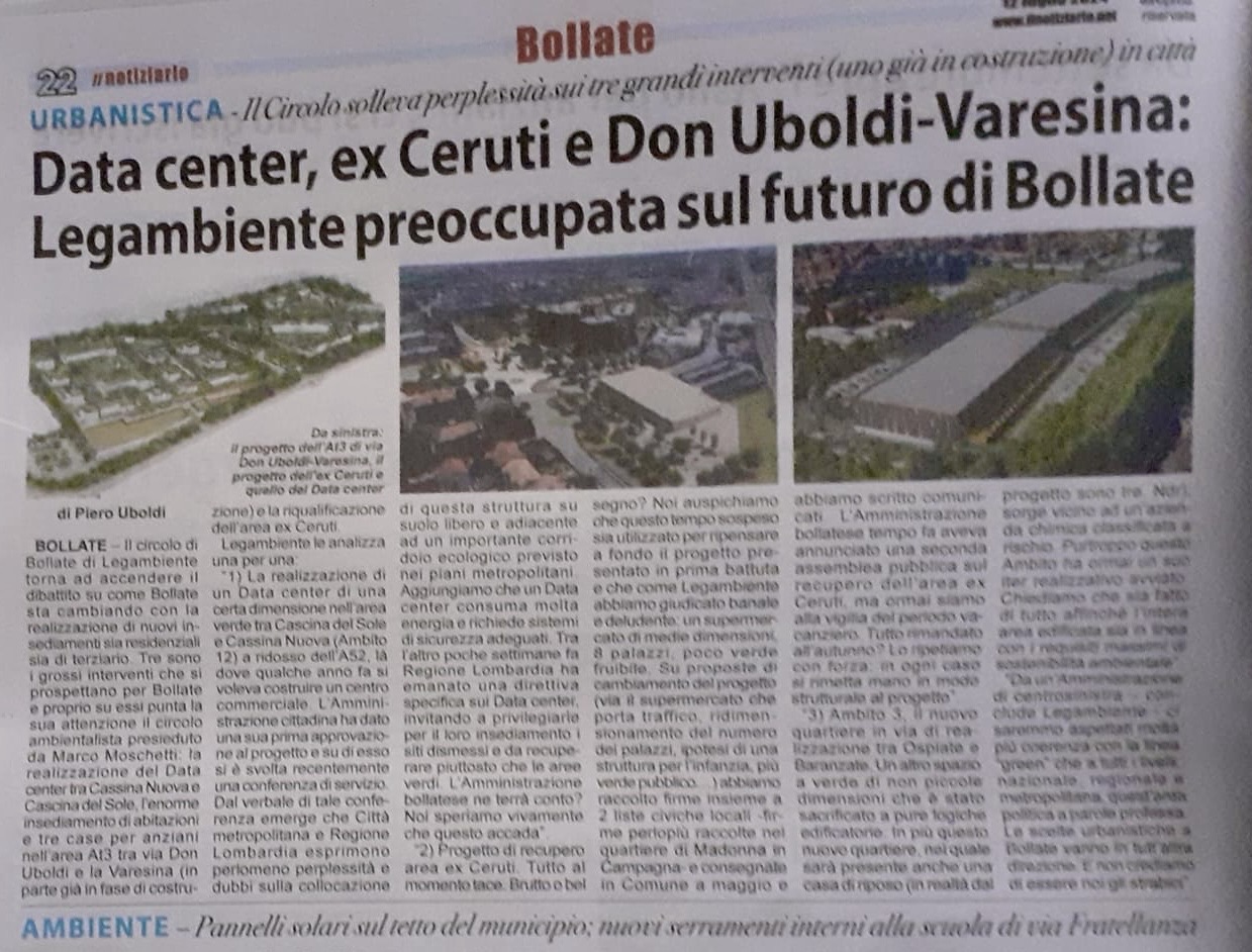 DATA CENTER, EX CERUTI, AMBITO 3: MA DOVE STA ANDANDO BOLLATE ...